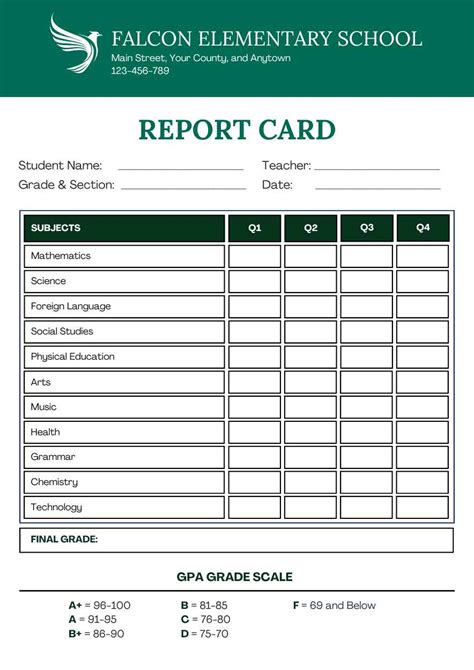 2nd Grade Report Card Sample