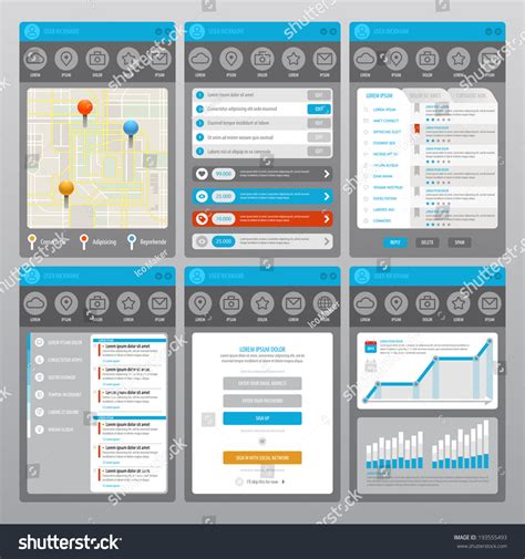 Flat Mobile Ui Design Web Design Stock Vector Royalty Free 193555493
