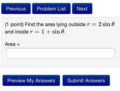 solved find the area lying outside r 2 sin theta and