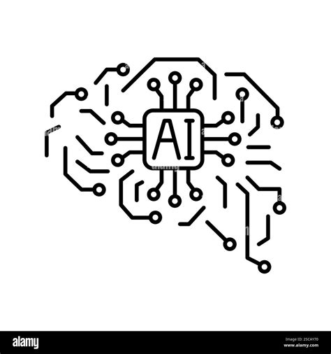 Ai Black Line Icon Vector Isolated Element Editable Stroke Stock