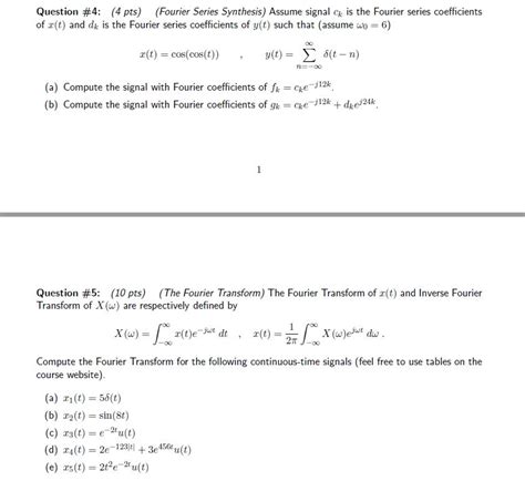 Solved Question 4 4 Pts Fourier Series Synthesis