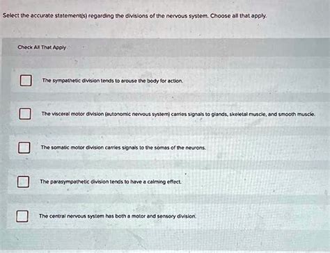 solved select the accurate statement s regarding the divisions of the