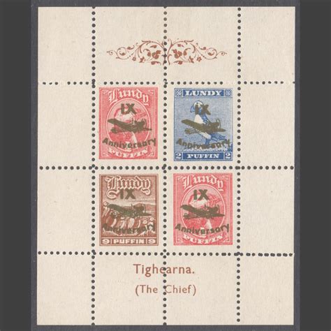 Lundy 1943 Ix Anniversary Miniature Sheet Gold Overprint Mm Graham Land Stamps