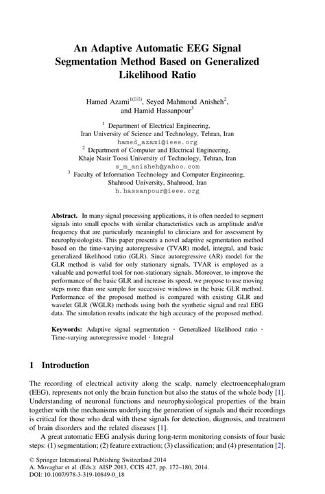 Pdf An Adaptive Automatic Eeg Signal Segmentation Method Based On Generalized Likelihood Ratio