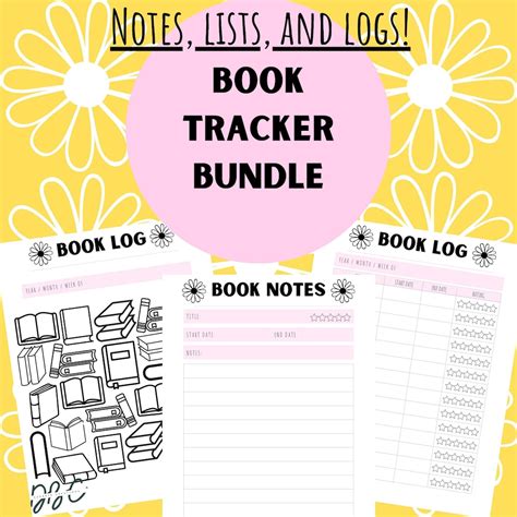 Book Tracker Bundle Daisy Design Printable Etsy