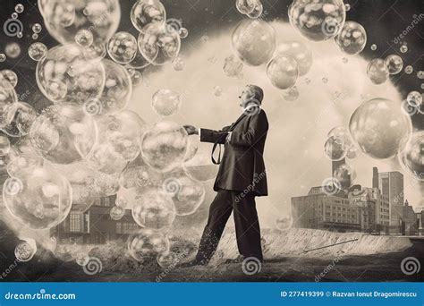 Bubble Burst An Illustration Of The Economic Bubble Bursting Ai Generated Stock Illustration