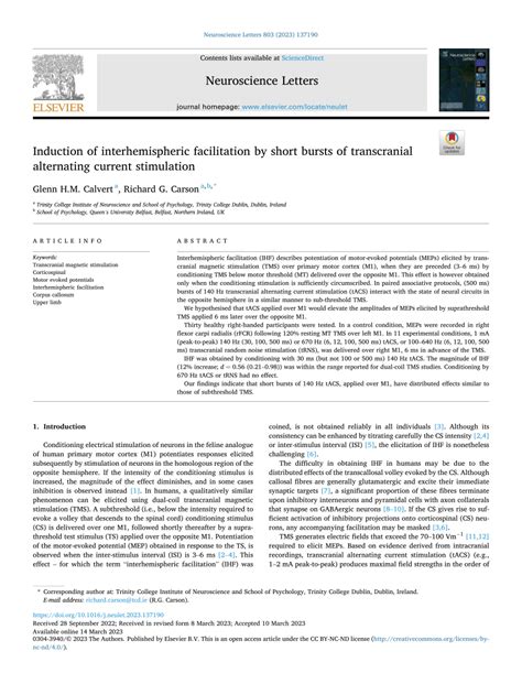 Pdf Induction Of Interhemispheric Facilitation By Short Bursts Of