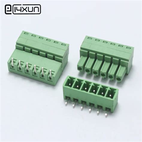 1pcs 6Pin Pluggable Terminal Block 6P Bend Pin PTB Plug Jack For 22 14AWG Wire Male Female PCB