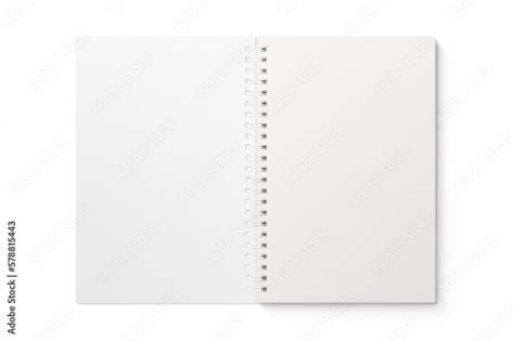Spiral Bound Notebook Mockup Template With White Paper Cover Isolated