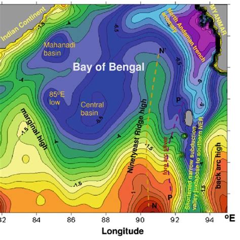 The Residual Geoid Anomaly Contours In Meters Over The Bay Of Bengal Download Scientific