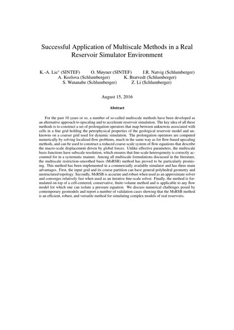 Pdf Successful Application Of Multiscale Methods In A Real Reservoir Simulator Environment