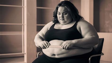 Premium Photo Overweight Woman Measuring Her Fat Belly
