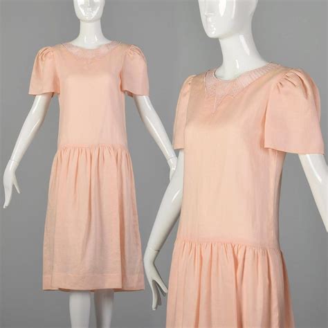 Small Pink Albert Nipon S Linen Dress Etsy