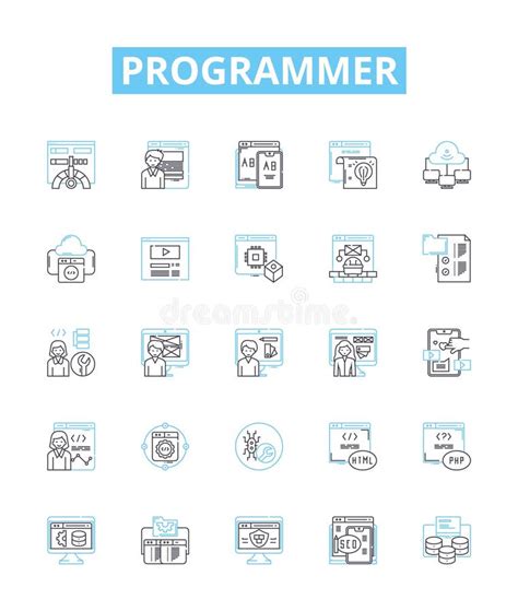 Programmer Line Icon Outline Symbol Vector Illustration Concept Sign