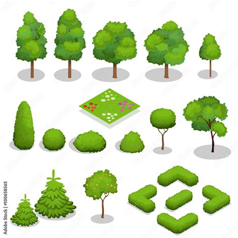 Isometric Vector Trees Elements For Landscape Design Stock Vector Adobe Stock