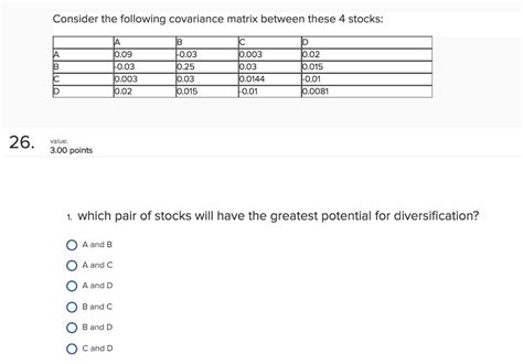 Solved Consider The Following Covariance Matrix Between Chegg