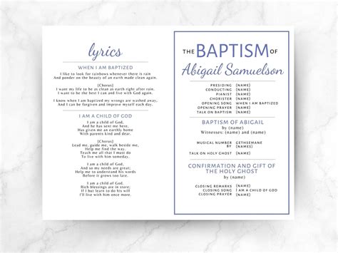 LDS Baptism Program, Customizable Template, Easy to Edit Canva Download, Girl or Boy Baptism ...