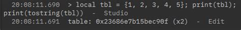 Tables Printing As Memory Addresses Scripting Support Developer