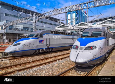 Busansouth Korea 1182020 Korail Korea High Speed Rail Ktx Trains In