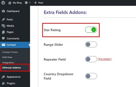 how to add star rating field on contact form 7 themefic