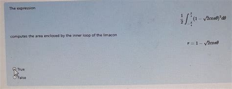 Solved The Expression 21∫−4π4π1−2cosθ2dθ Computes The Area