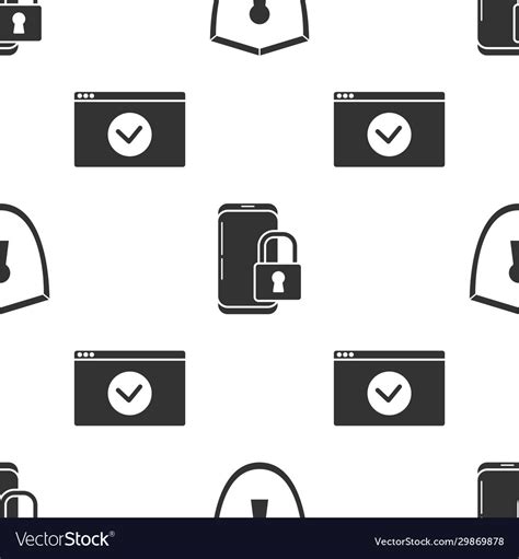 Set Shield With Keyhole Smartphone With Closed Vector Image