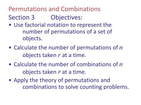 Ppt Permutations And Combinations Section 3 Objectives Powerpoint Presentation Id2504584