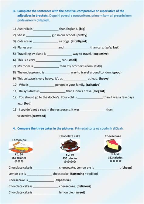 Comparison Of Adjectives Exercises Worksheet Adjectives Exercises Degrees Of Comparison