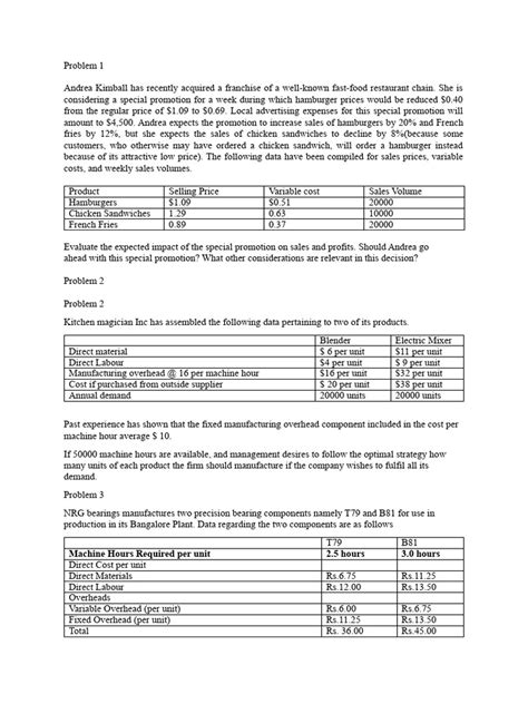 Decision Making Problems Download Free Pdf Hamburgers Prices
