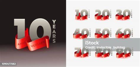 기념일 축 하 3d 배너 서식 파일 생일 또는 결혼 축 하 초대 카드 타이 포 그래피 디자인입니다 고급 반짝이 리본 포스터 벡터 일러스트와 함께 10 년 인증서 3차원