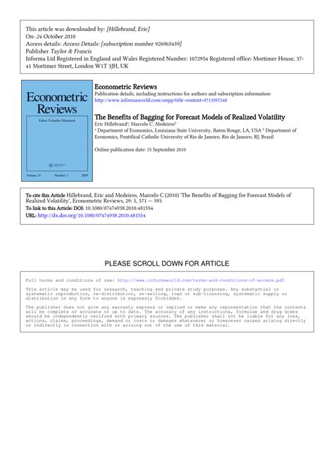 Pdf Forecasting Realized Volatility Modelsthe Benefits Of Bagging