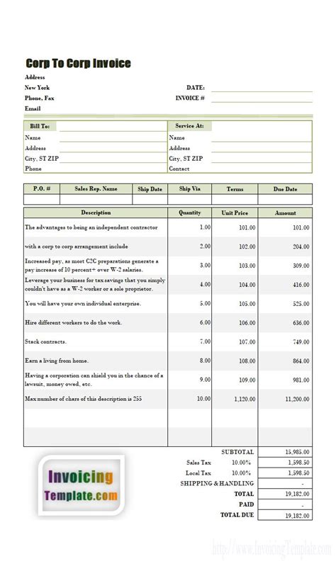 Independent Contractor Invoice Invoice Template Estimate Template