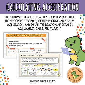 Science Activity Calculating Acceleration By Canvasaurus Instruction