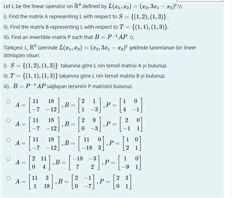 solved let l be the linear operator on r2 defined by