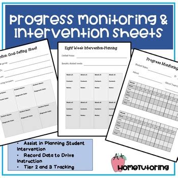 Progress Monitoring Intervention Sheets By APlusHomeTutoring TpT
