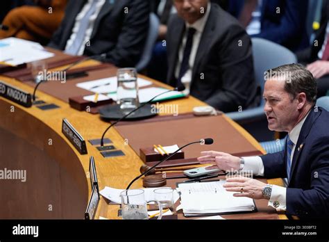 United States Ambassador To The U N Mike Waltz Speaks During A