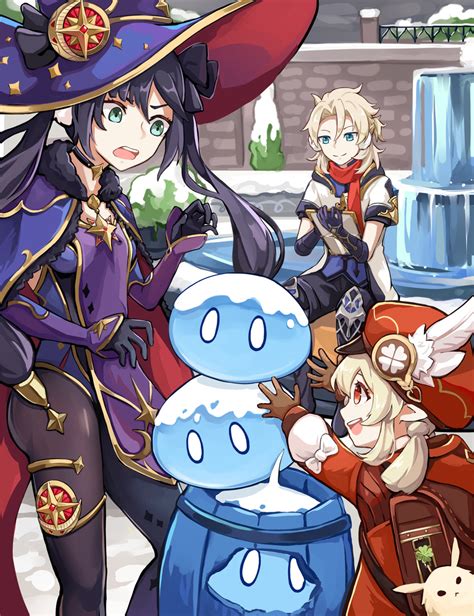 Mona Klee Dodoco Albedo And Slime Genshin Impact Drawn By Elphaze