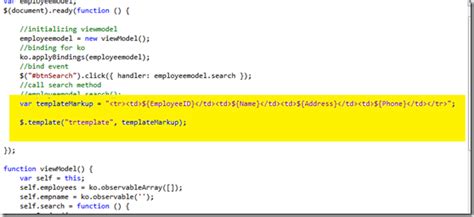 Implement Jquerytmpl Template With Knockoutjs Aspnet Mvc 3