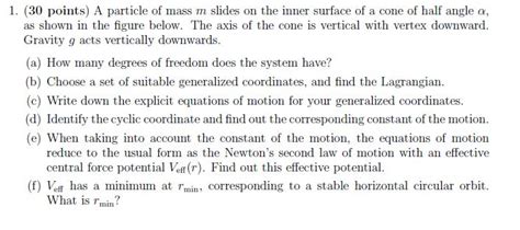solved 1 30 points a particle of mass m slides on the