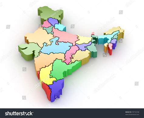 Threedimensional Map India On White Isolated Stock Illustration 70716748 - Shutterstock