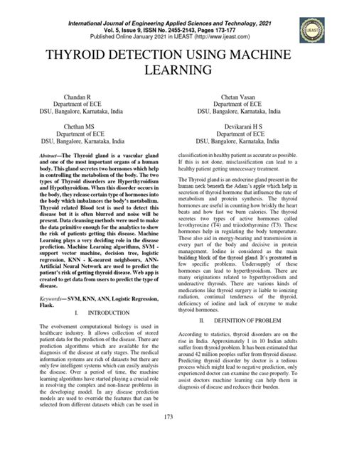 Thyroid Detection Using Machine Learning Pdf Machine Learning Thyroid Disease