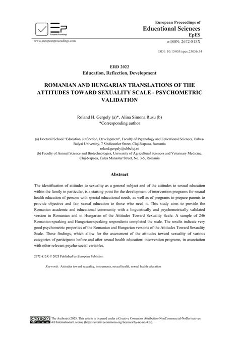 Pdf Romanian And Hungarian Translations Of The Attitudes Toward