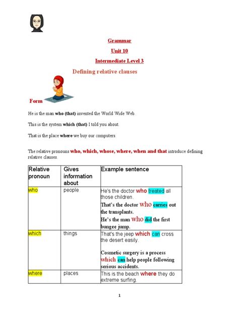 Unit 10-Defining Relative Clauses - Qu | PDF | Sentence (Linguistics) | Linguistics