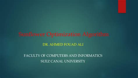 Ppt Sunflower Optimization Algorithm