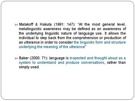 The Acquisition And Development Of Metalinguistic Skills Challenges