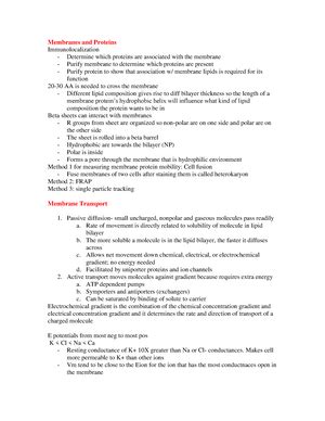 MCB Exam Exam Review MCB Lectures I Missed Lecture Membrane And Proteins Part