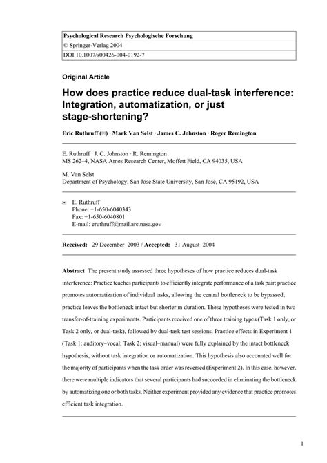 pdf how does practice reduce dual task interference integration