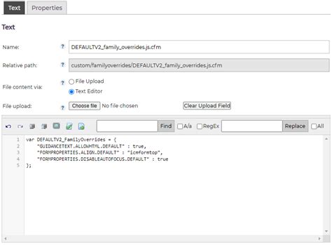 overriding default form properties the digital platform documentation