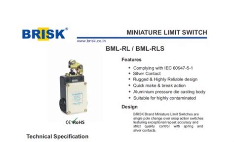 10 A Miniature Limit Switch Bml Rl At ₹ 582 Piece In Mumbai Id 9639730348