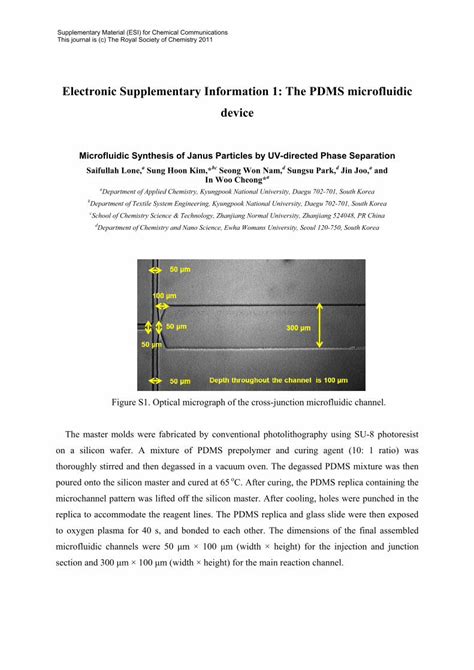 Pdf Electronic Supplementary Information 1 The Pdms Microfluidic